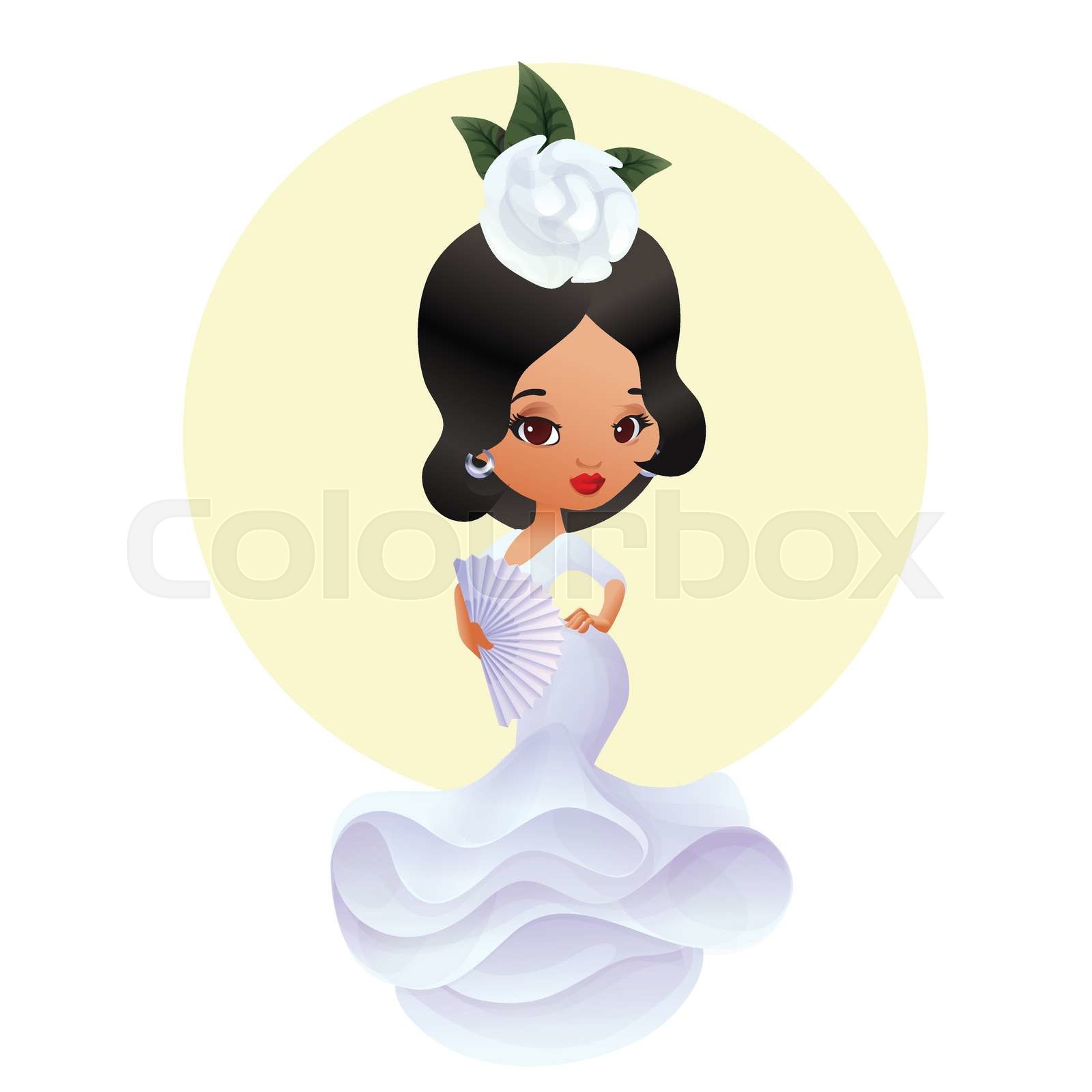 Latin Spanish Cute chibi cartoon girl | Stock vector | Colourbox