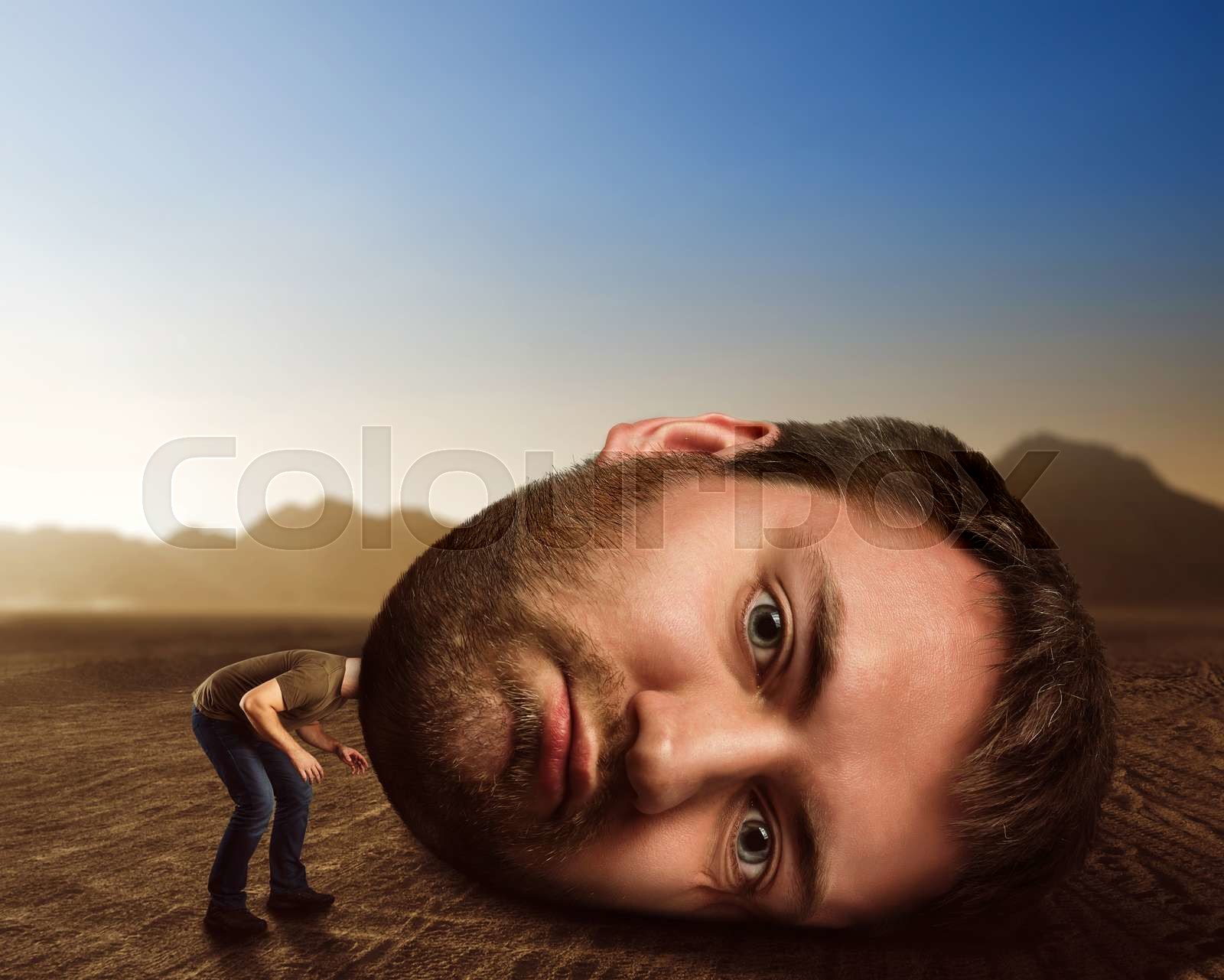 Man with enormous head | Stock image | Colourbox