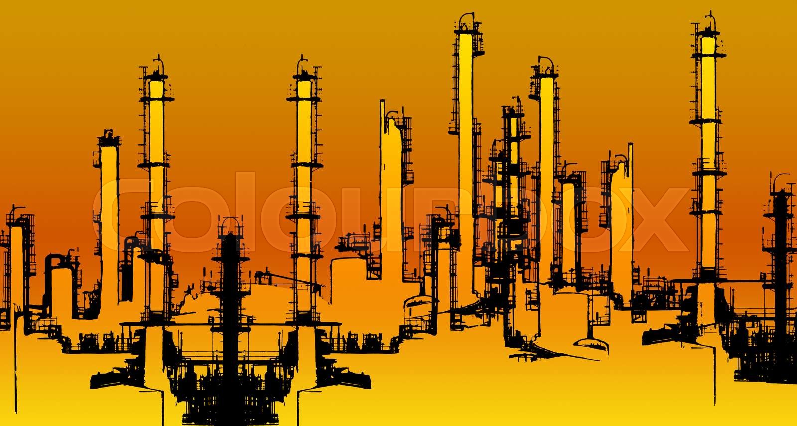 Oil refinery illustration | Stock image | Colourbox