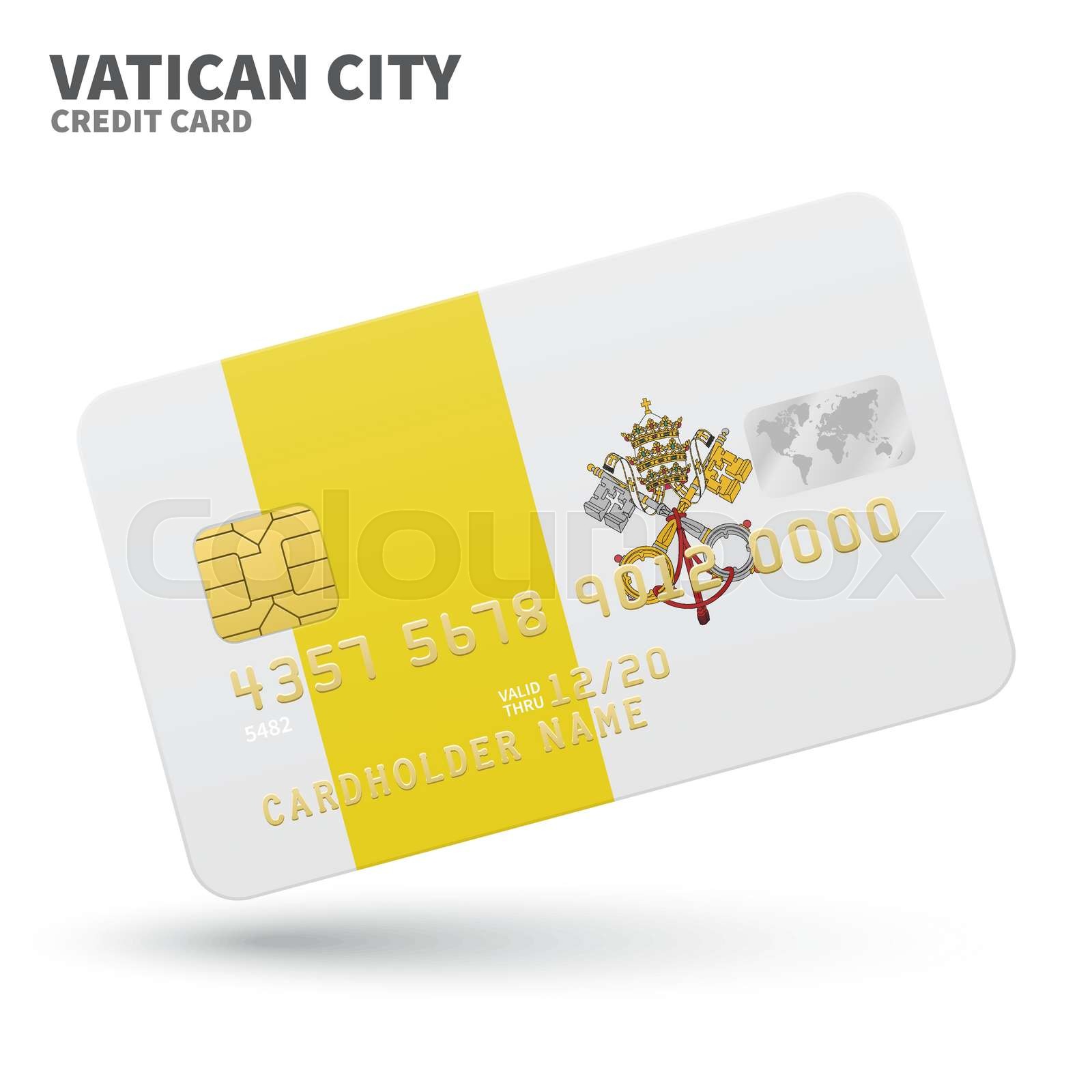 Credit card with Vatican City flag background for bank, presentations ...