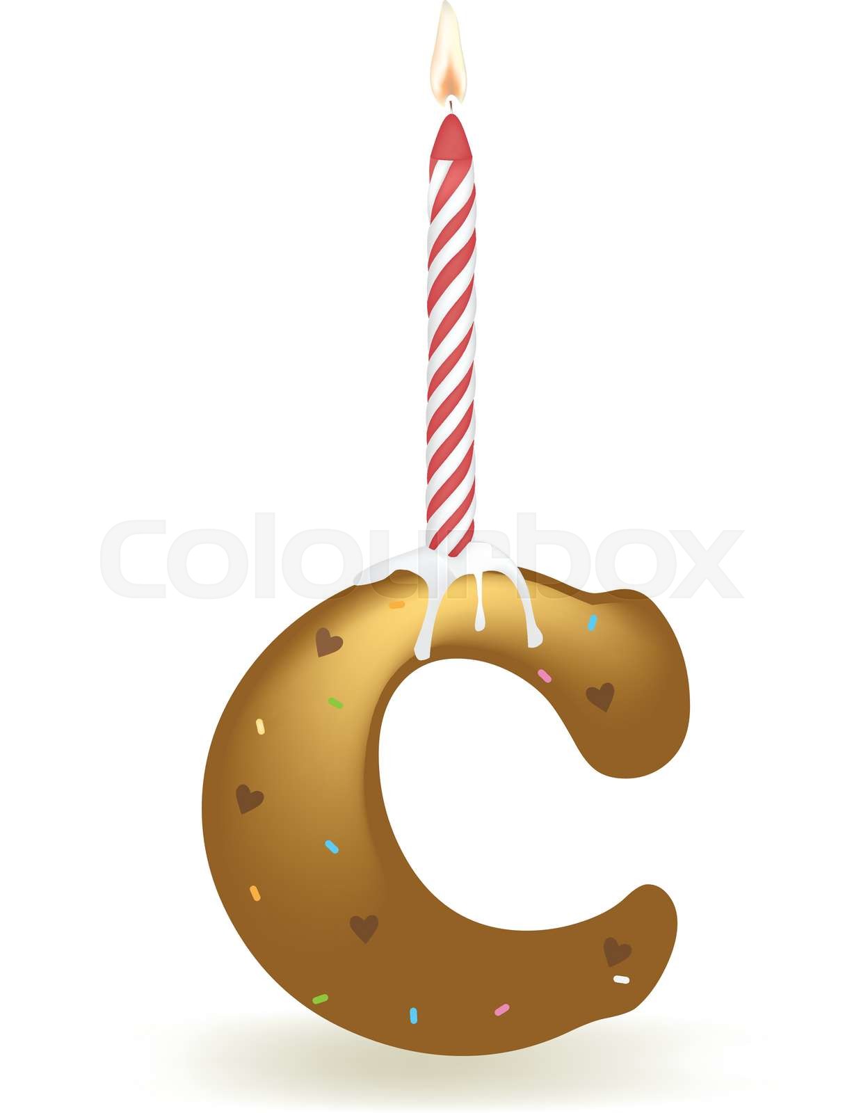 Letter C Birthday Candle Cake | Stock vector | Colourbox
