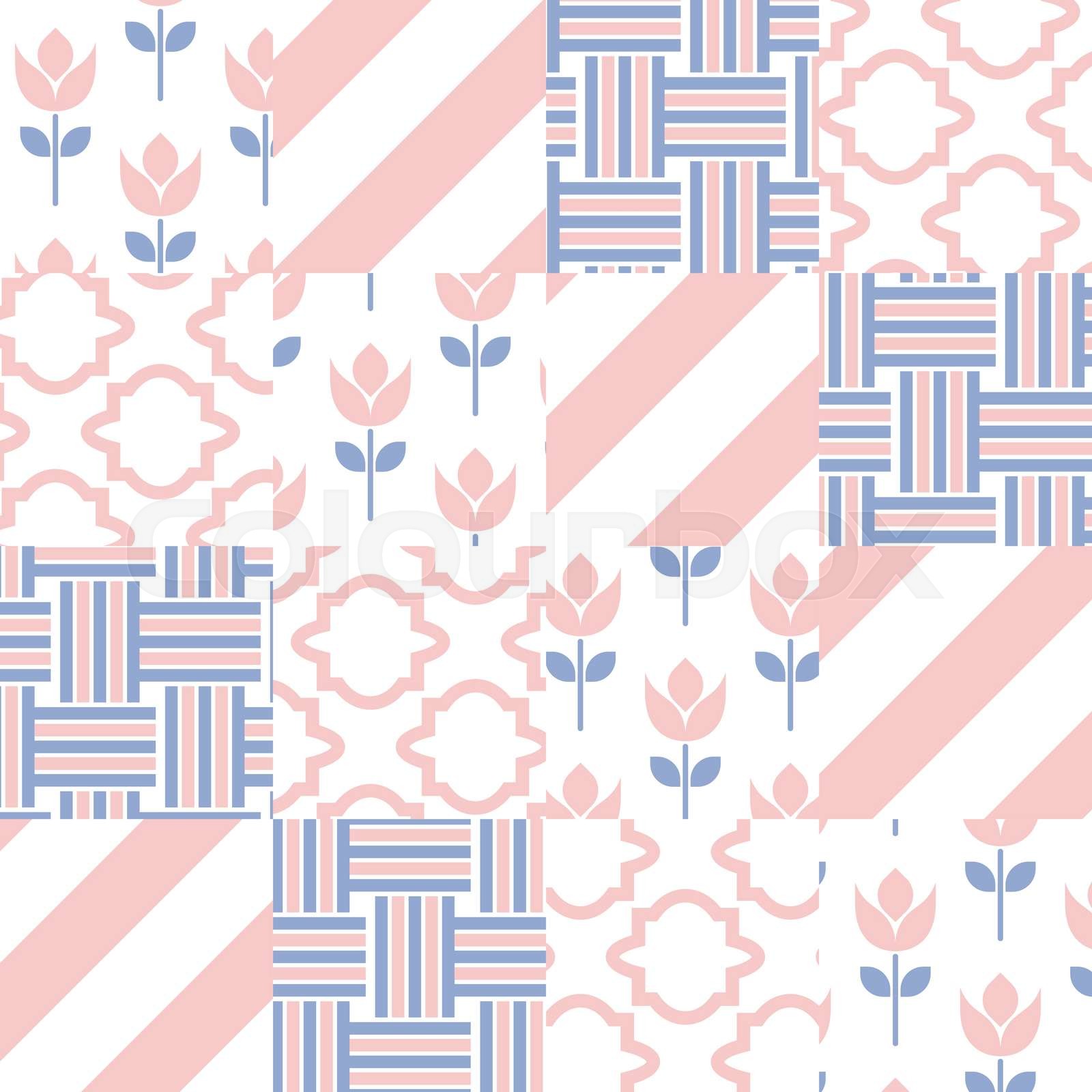 Patchwork quilt vector pattern tiles. | Stock vector | Colourbox