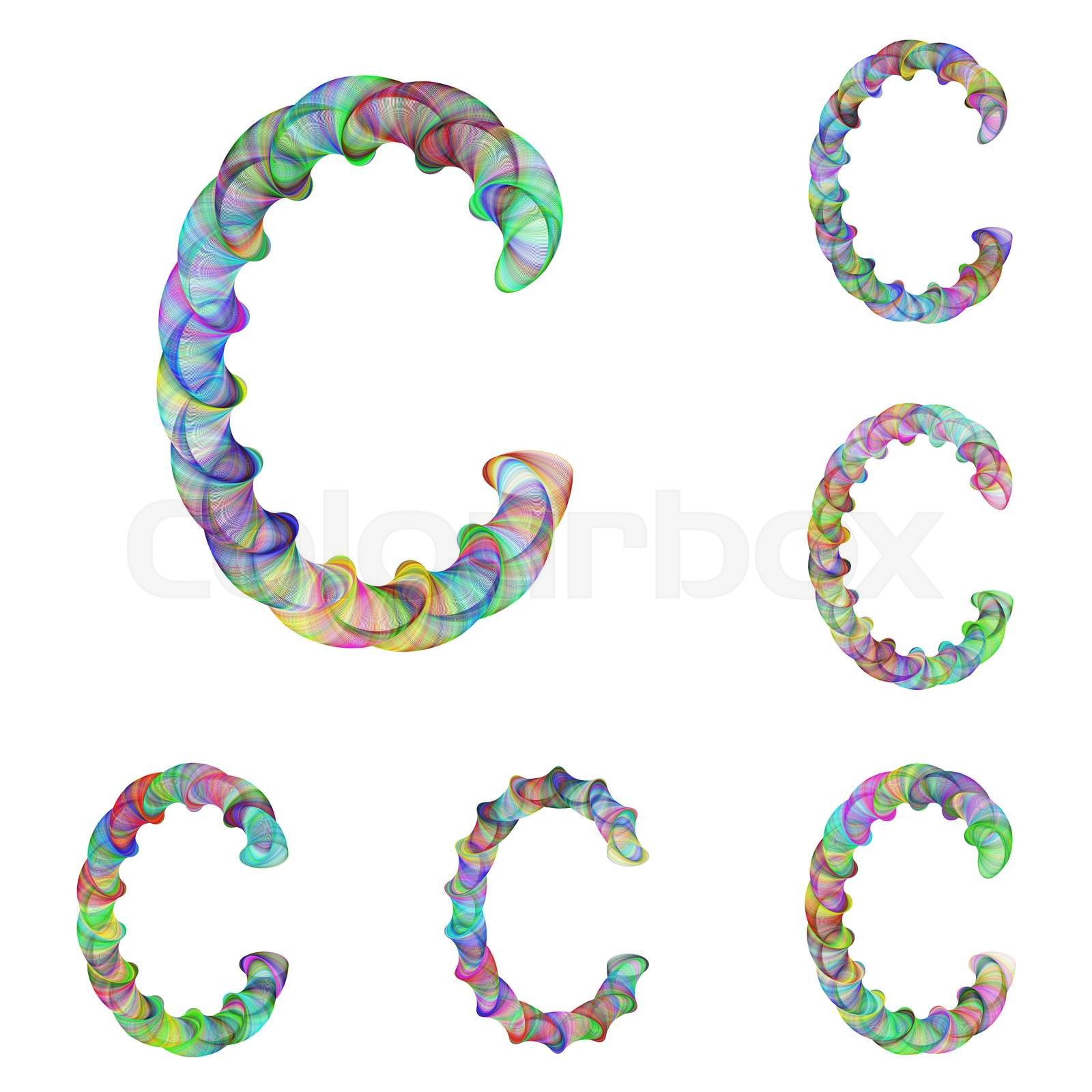 Colorful ellipse fractal font - letter C | Stock vector | Colourbox