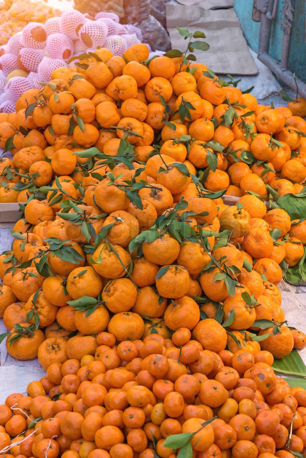 mandarin oranges fruits for sale on the market | Stock image | Colourbox