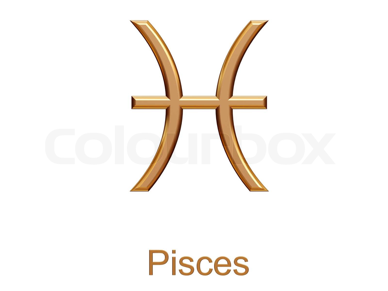 Fische - goldenen astrologischen Sternzeichen Symbol auf weißem ...