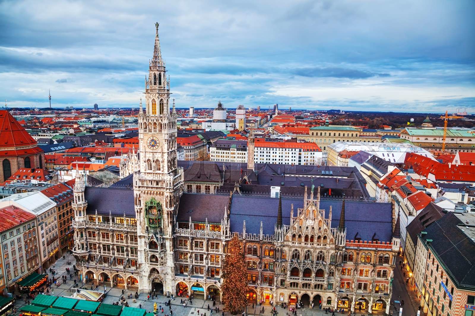 Aerial view of Marienplatz in Munich | Stock image | Colourbox