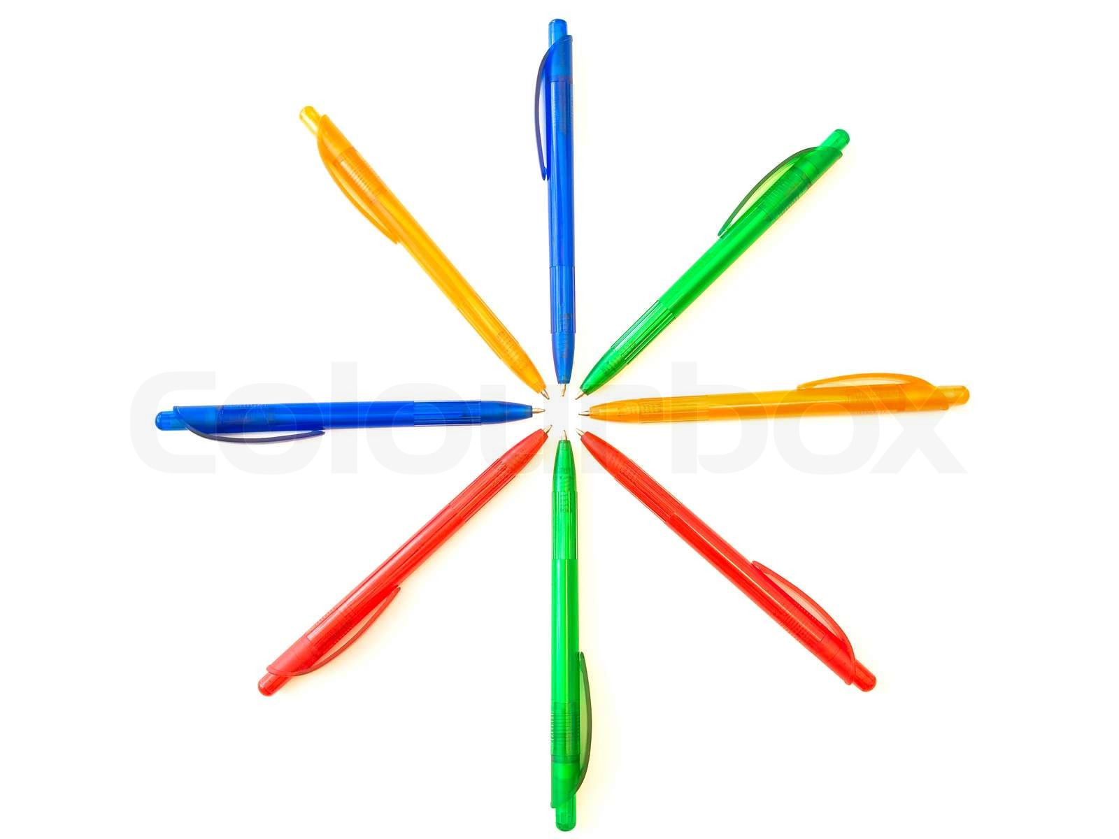 multicolored ballpoint pens in sun form | Stock image | Colourbox
