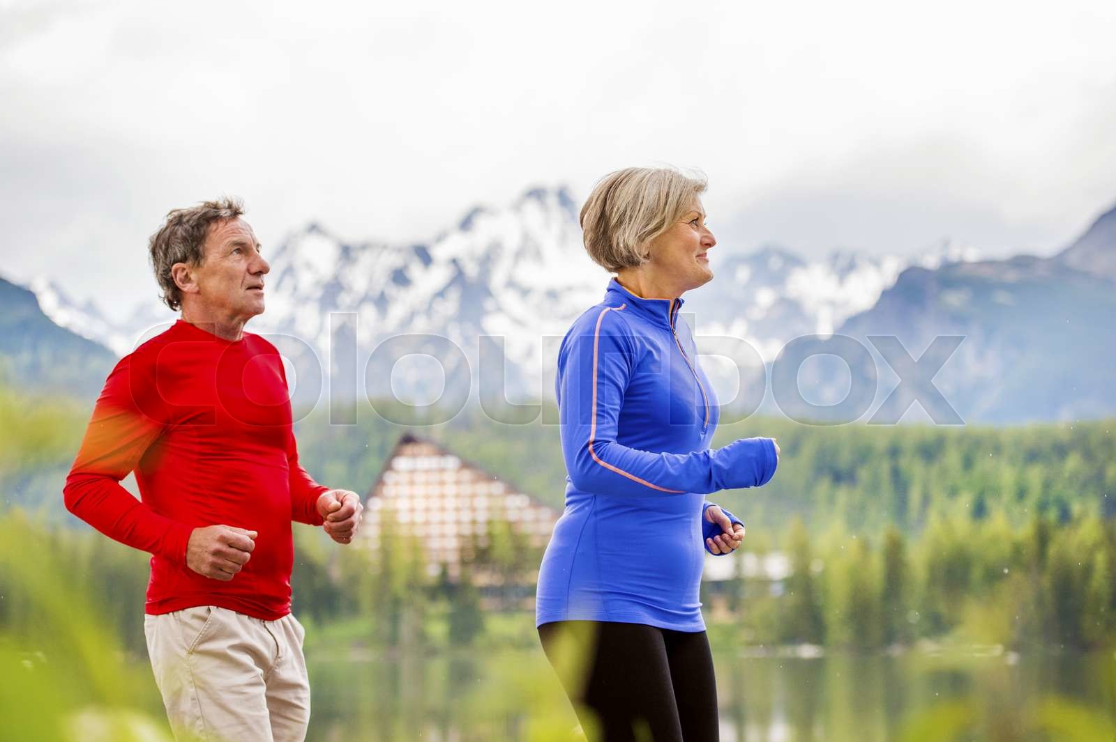Senior couple running | Stock image | Colourbox