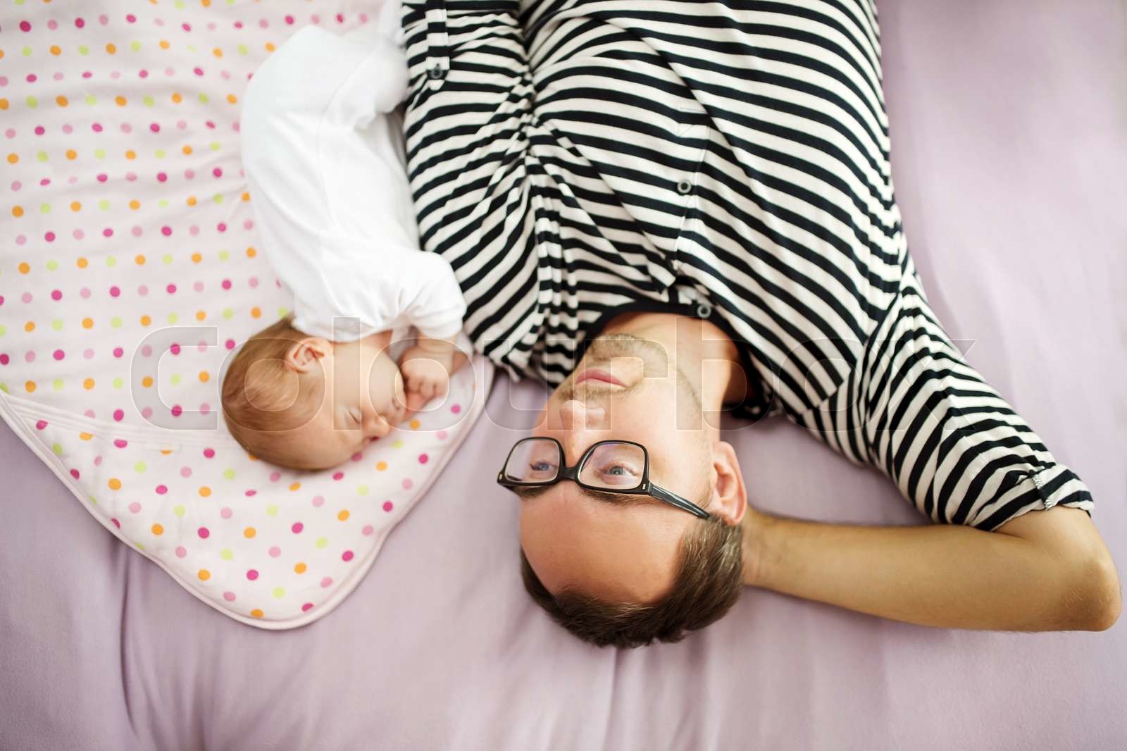Father with newborn baby at home | Stock image | Colourbox