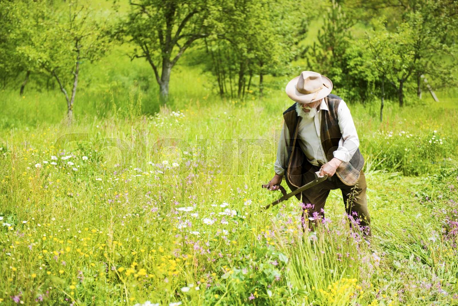 Man with scythe | Stock image | Colourbox