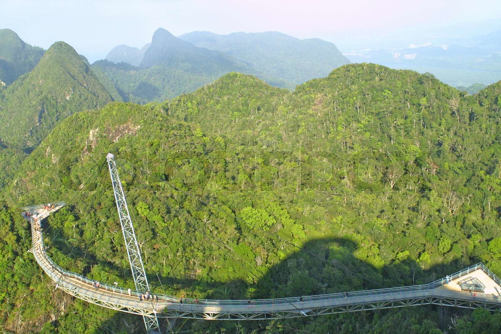 Curved suspension bridge in Geopark on Langkawi Island, Malaysia ...