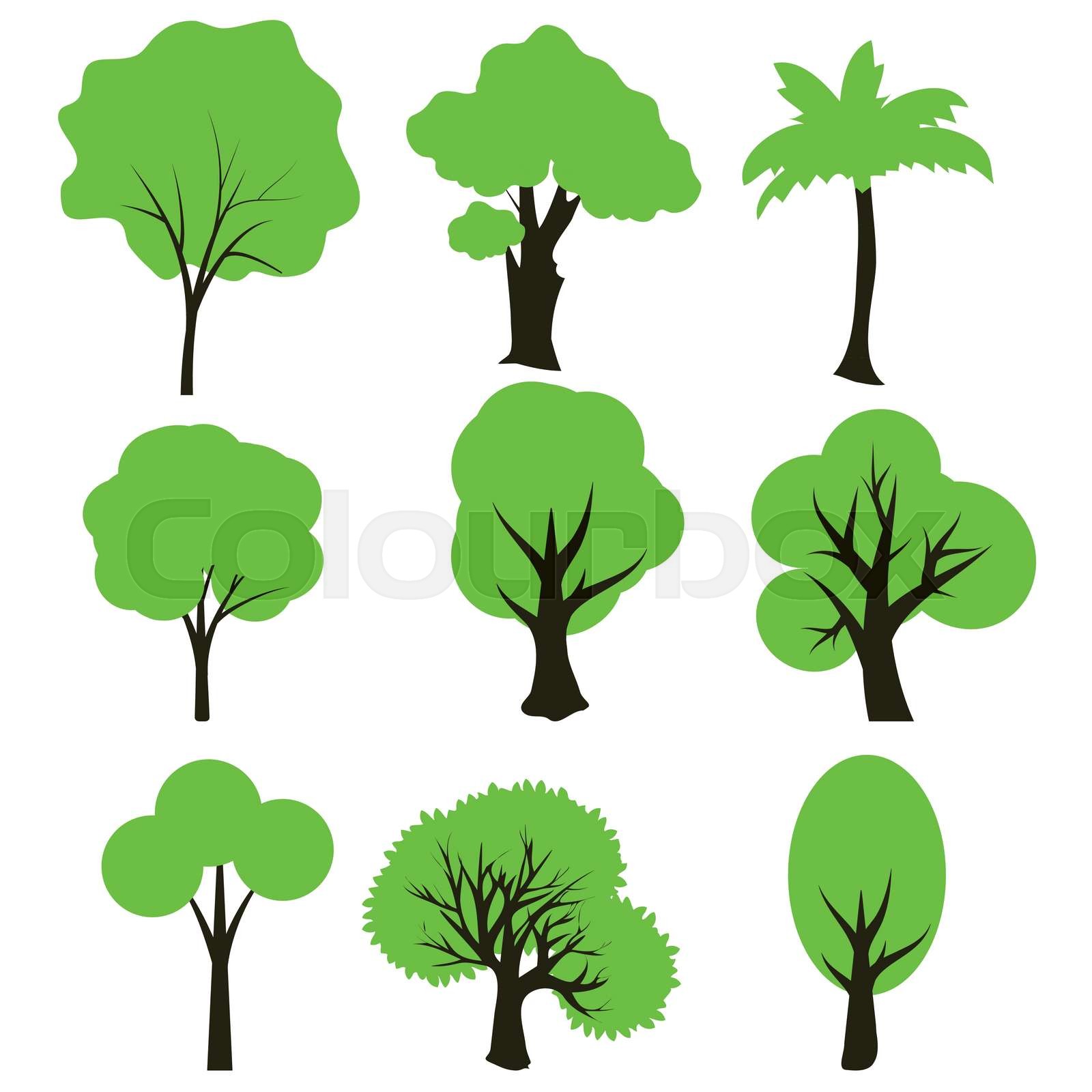 Simple trees set | Stock vector | Colourbox