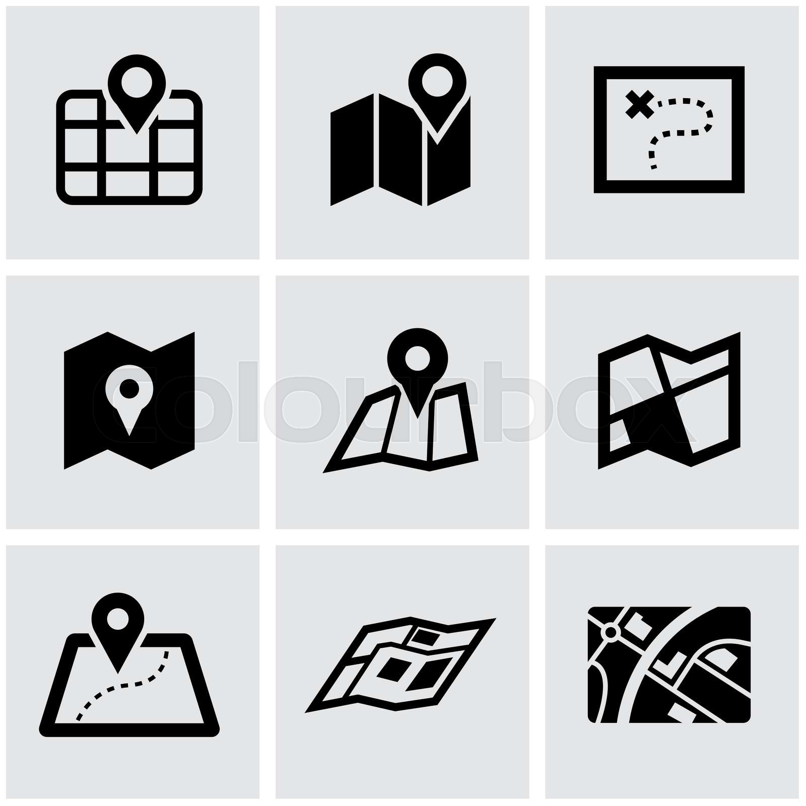 Vector black map icon set | Stock vector | Colourbox