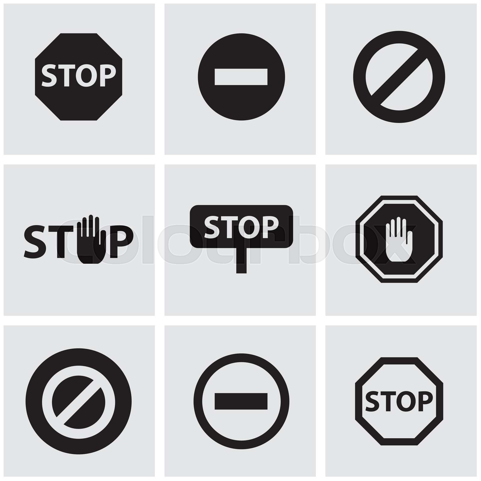 Vector black stop icon set | Stock vector | Colourbox
