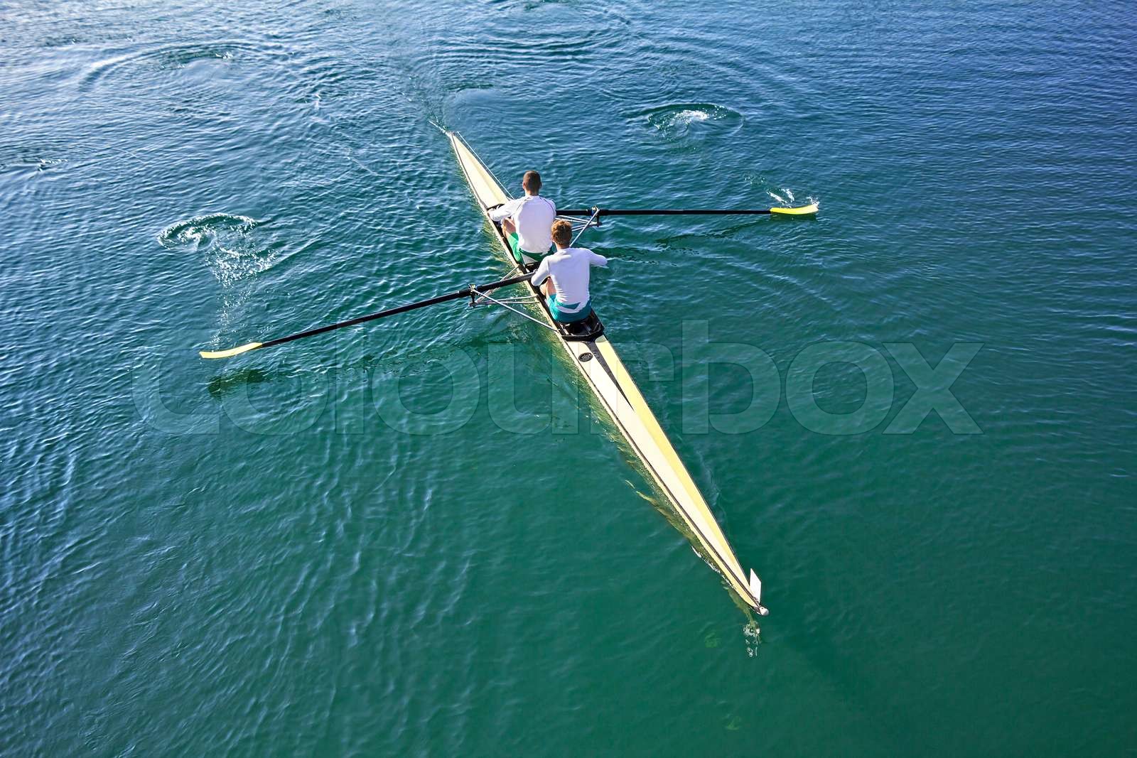 Two rowers in a boat | Stock image | Colourbox