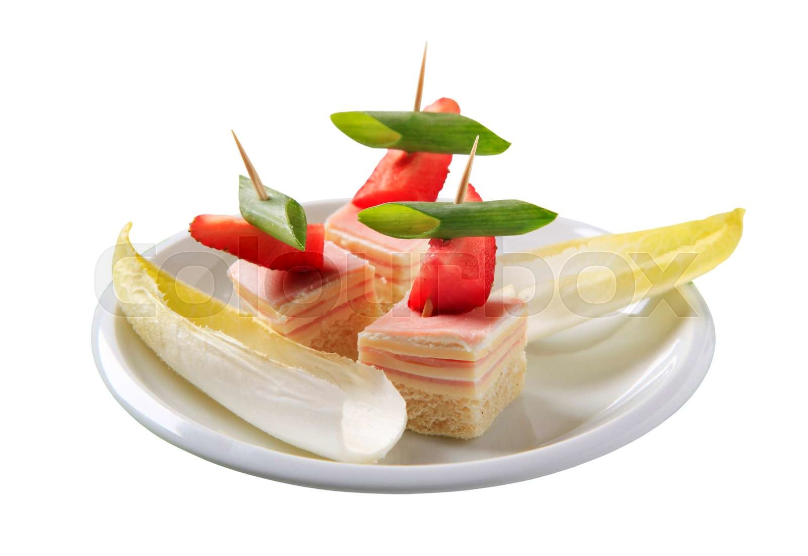 Ham and cheese canapes | Stock image | Colourbox