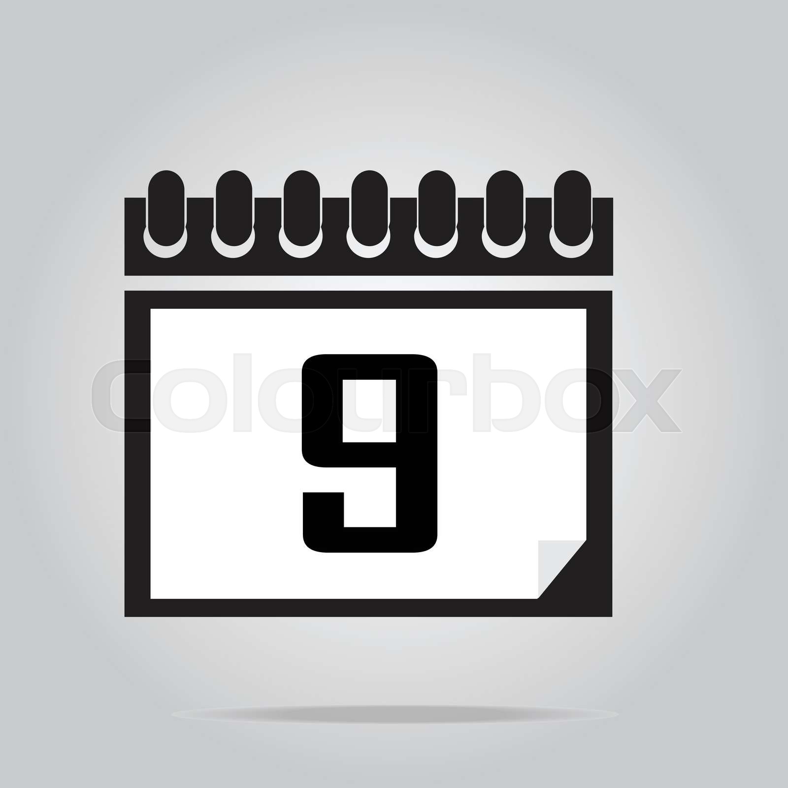 Calendar icon number 9 vector illustration | Stock vector | Colourbox