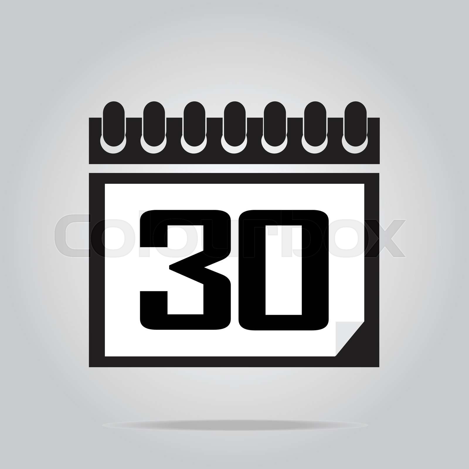 Calendar icon number 30 vector illustration | Stock vector | Colourbox