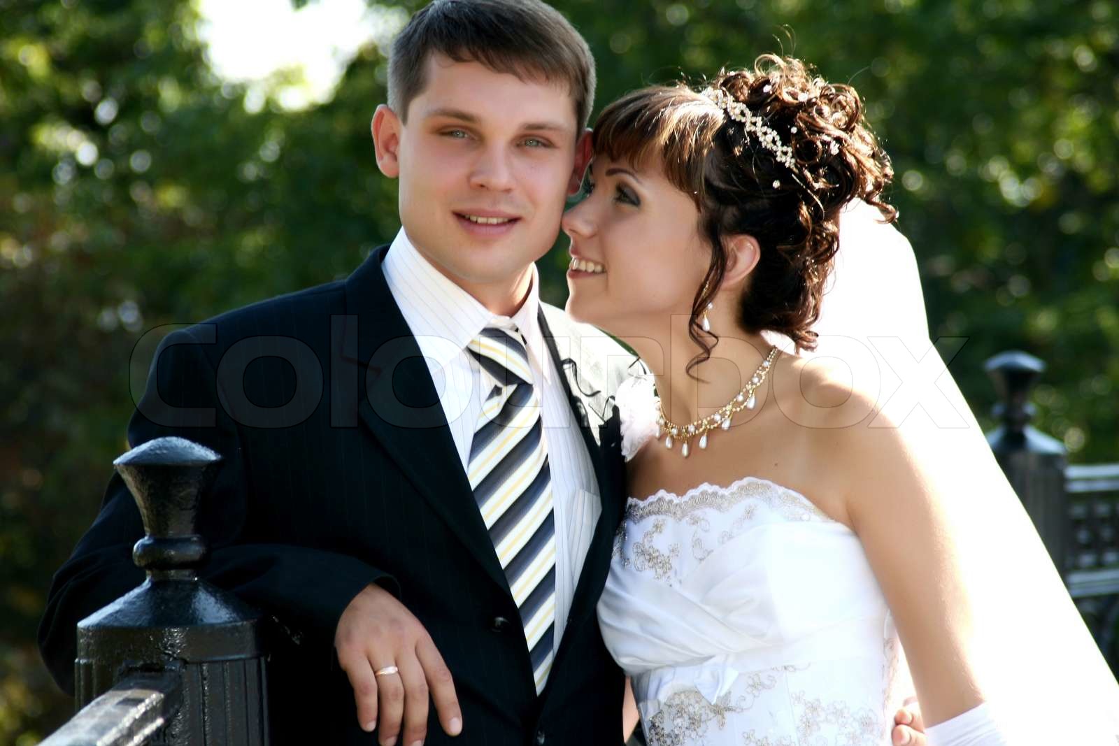 newly married together in a photo pose | Stock image | Colourbox