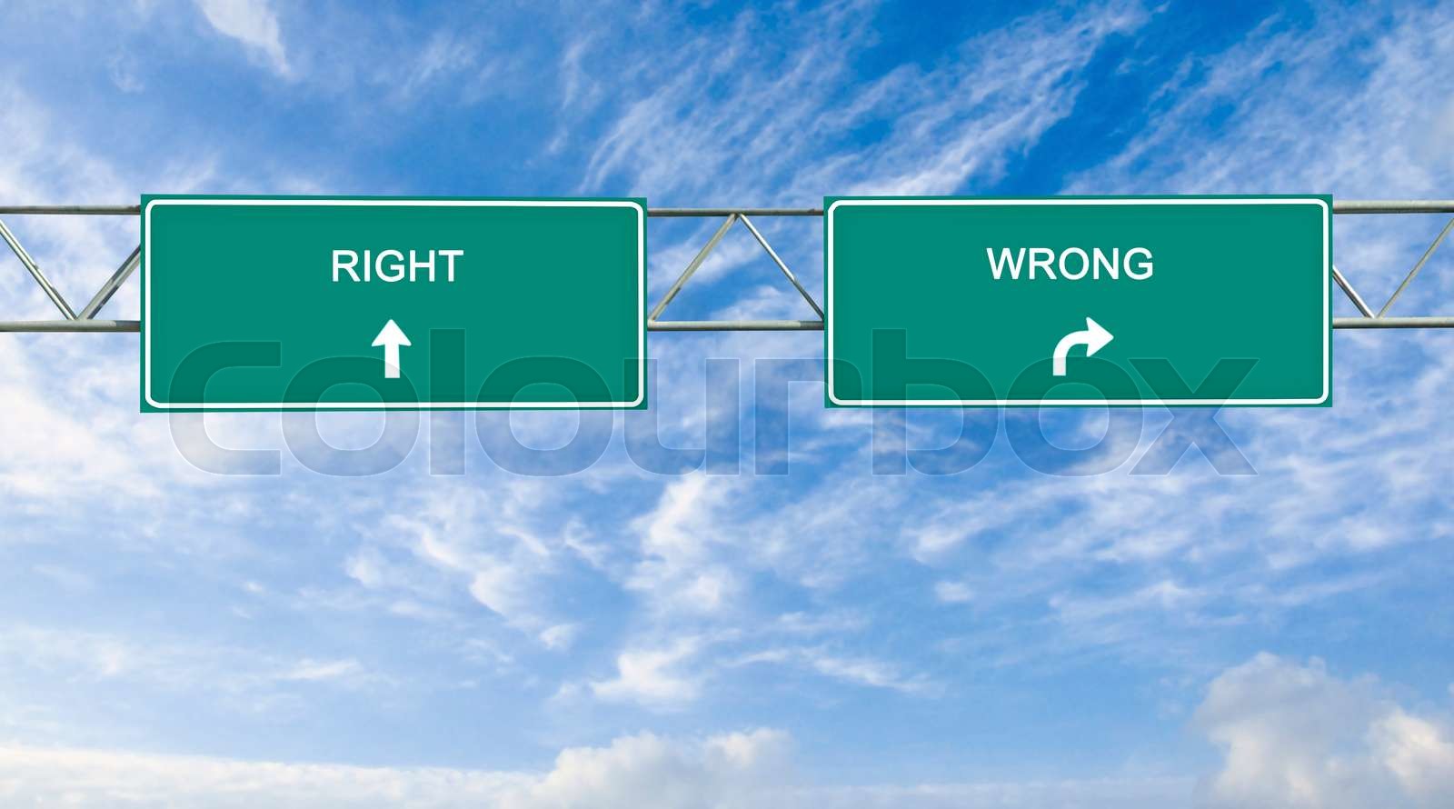 Road sign to right and wrong way | Stock image | Colourbox