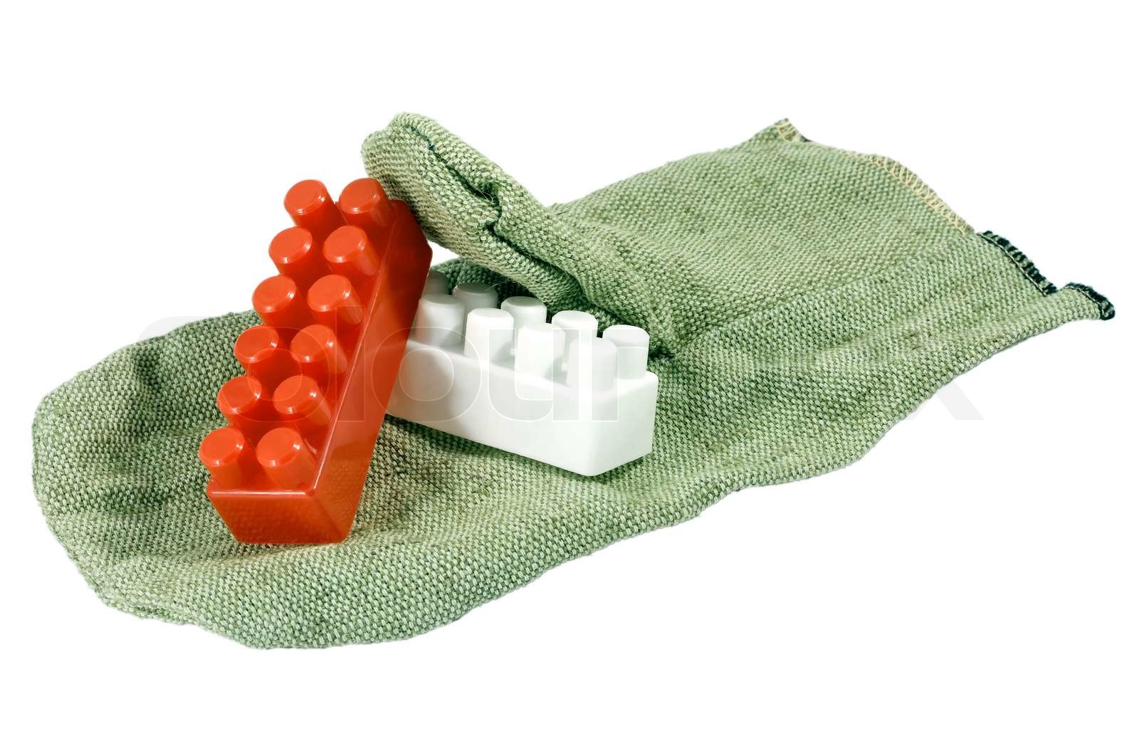 Safety mitten on block - Personal Protective Equipment | Stock image ...