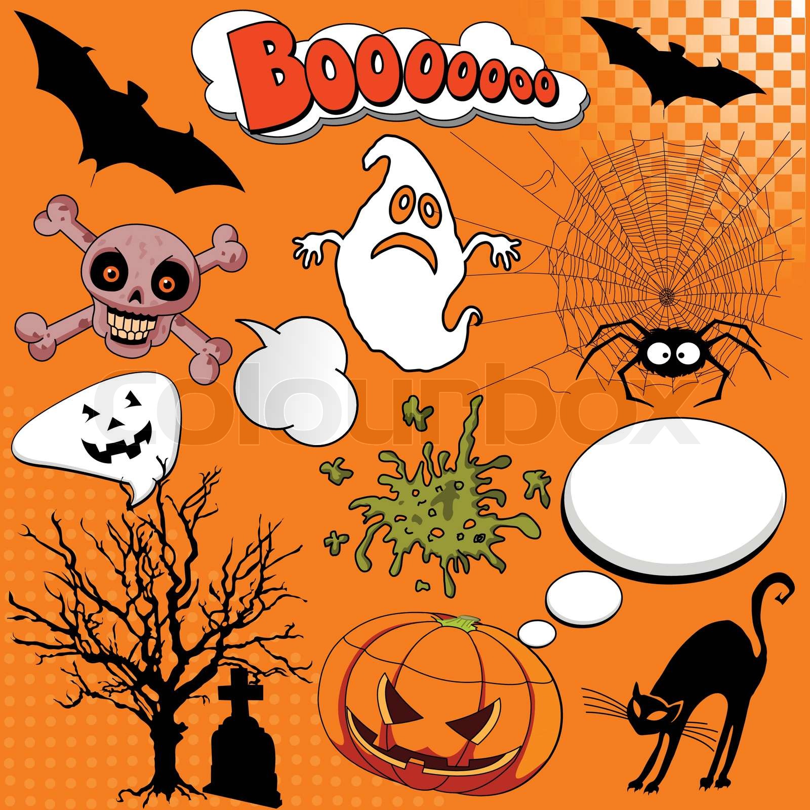 Illustration of Halloween Comic elements for your design | Stock vector ...