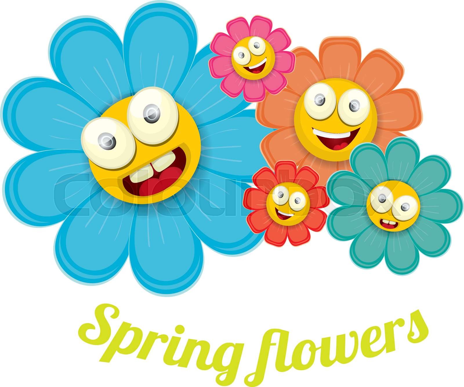 vector spring cartoon flowers isolated on white | Stock vector | Colourbox