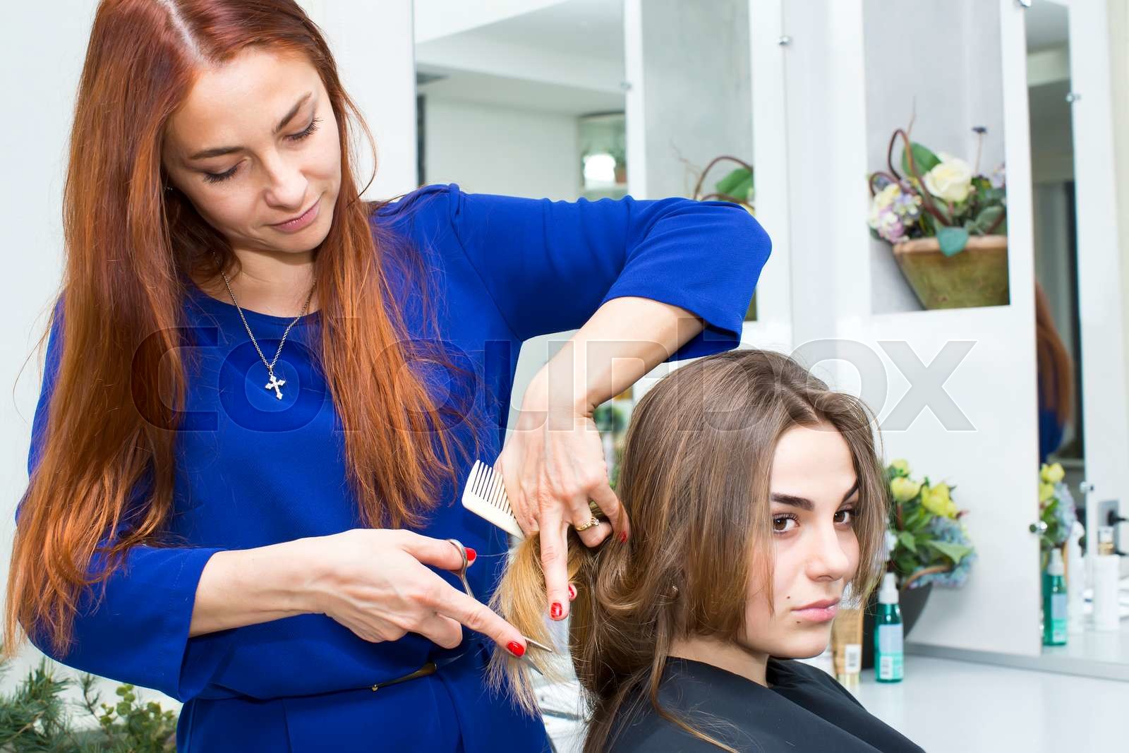 woman in a beauty salon doing hair | Stock image | Colourbox