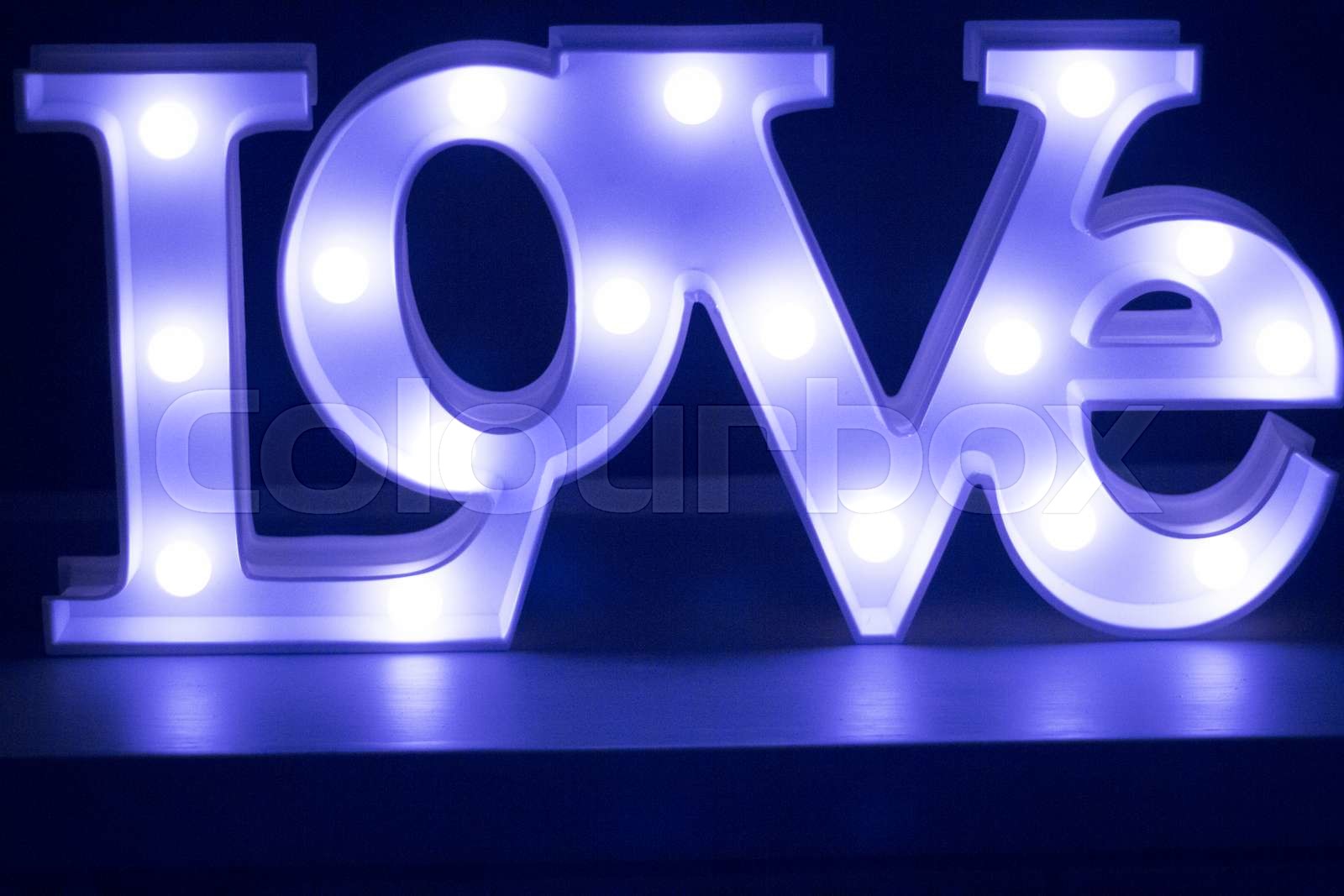 Romantic neon love sign at night | Stock image | Colourbox
