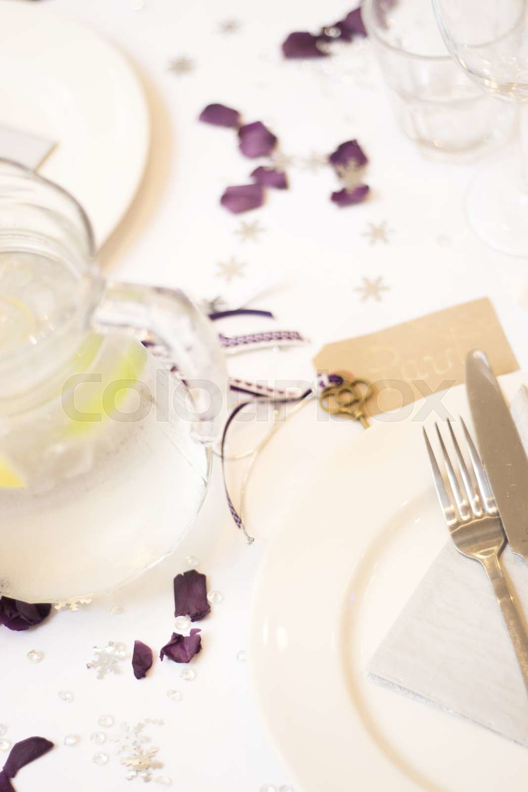 Water jug on table in wedding party | Stock image | Colourbox