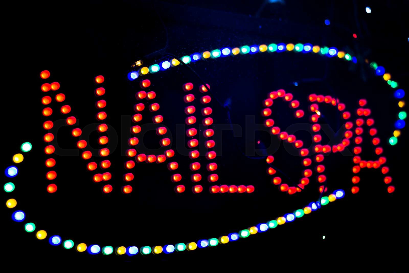 Nail spa neon light sign | Stock image | Colourbox