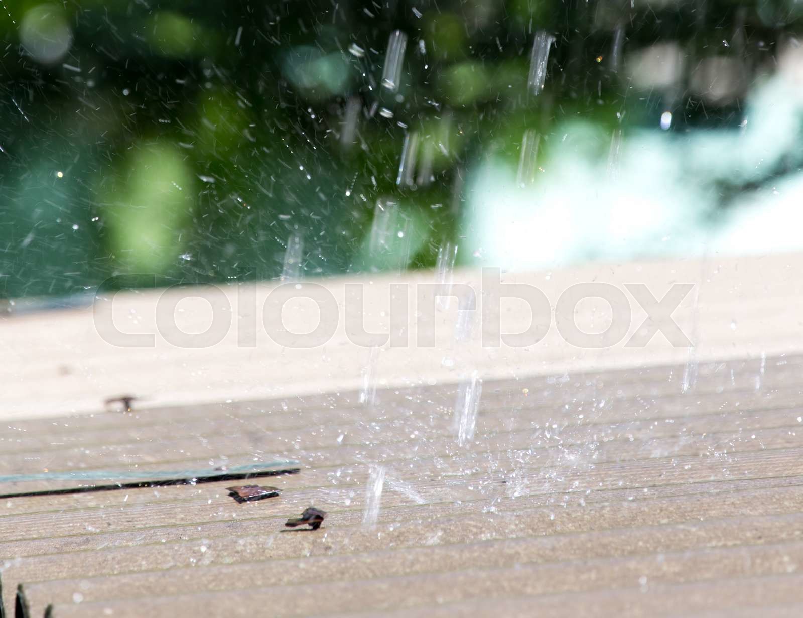storm rain on the roof of the house | Stock image | Colourbox