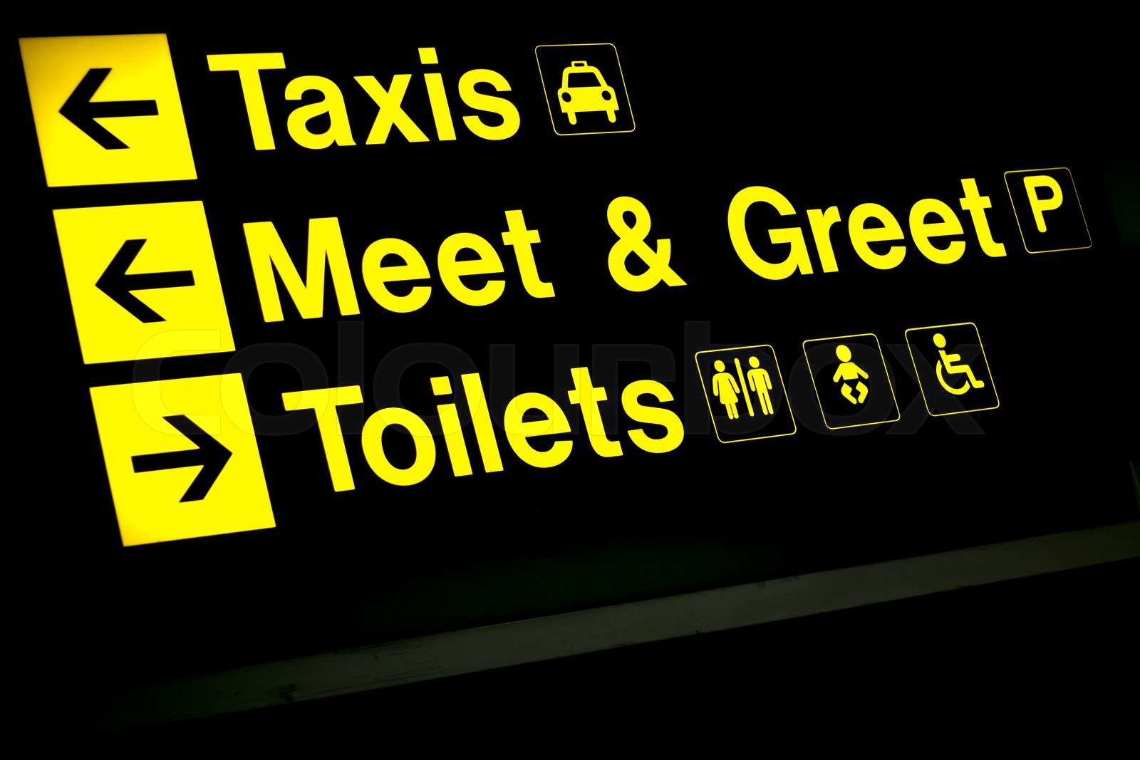 Airport information taxis sign light | Stock image | Colourbox