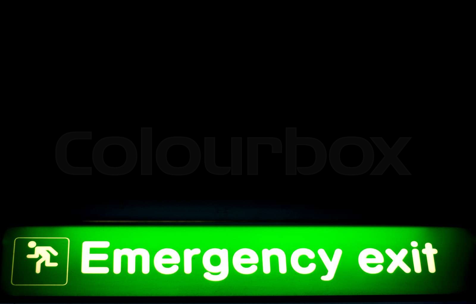 Airport information emergency exit sign | Stock image | Colourbox