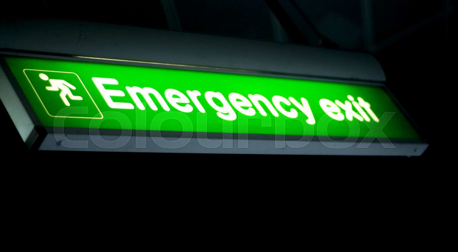 Airport information emergency exit sign | Stock image | Colourbox
