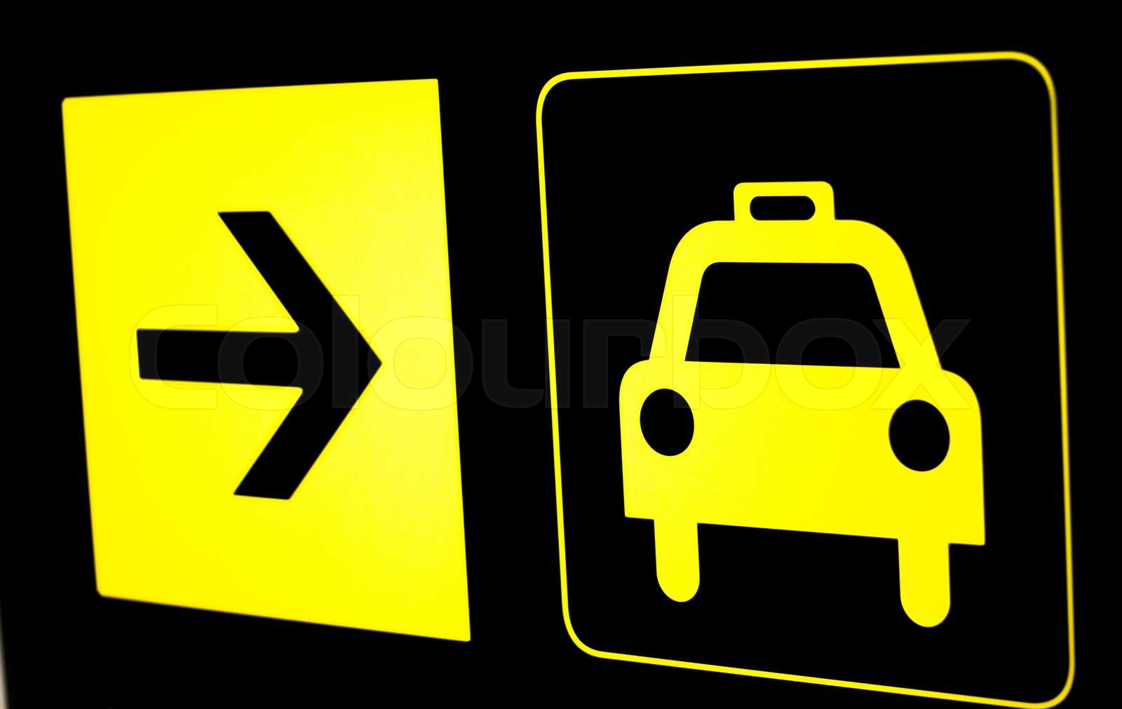 Airport information taxis sign light | Stock image | Colourbox