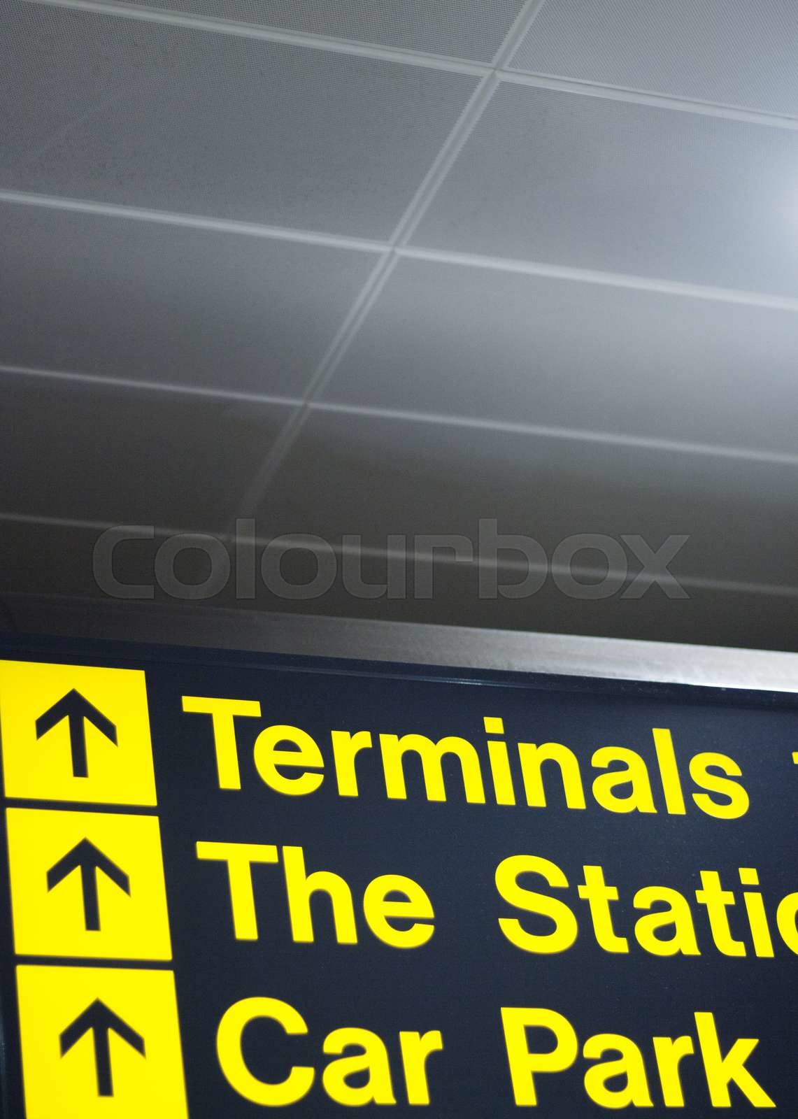 Airport terminals and station sign | Stock image | Colourbox