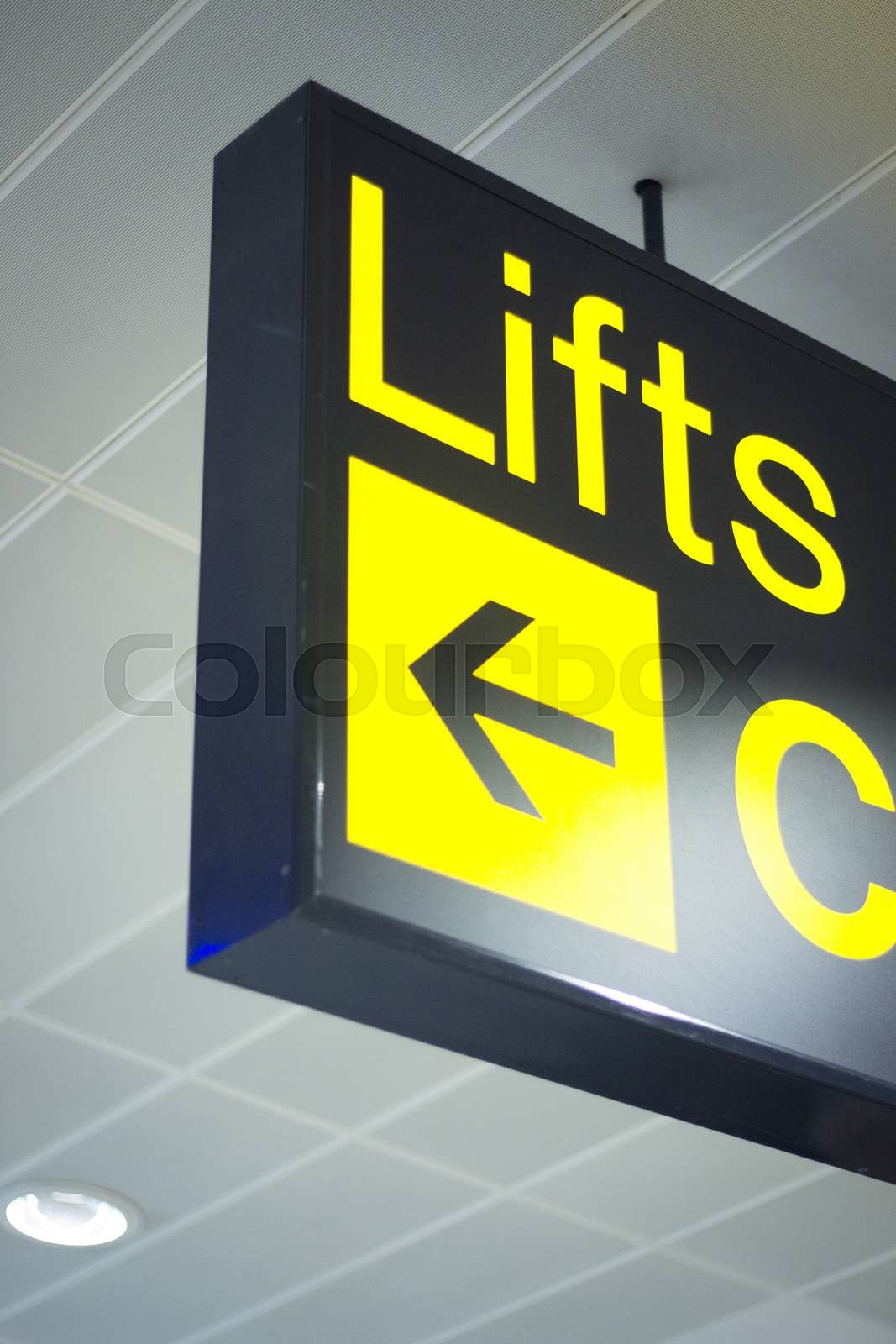 Airport information lifts sign light | Stock image | Colourbox
