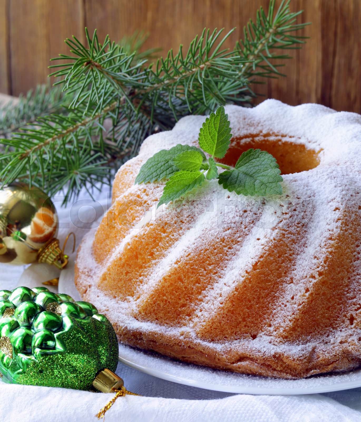 Christmas round sponge cake | Stock image | Colourbox