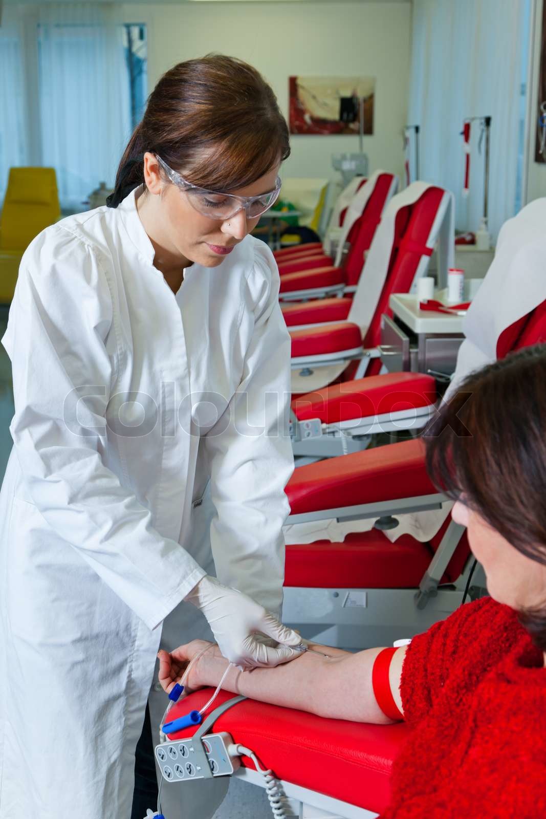 Nurse and patient blood samples. Donated blood in blood lab. | Stock ...