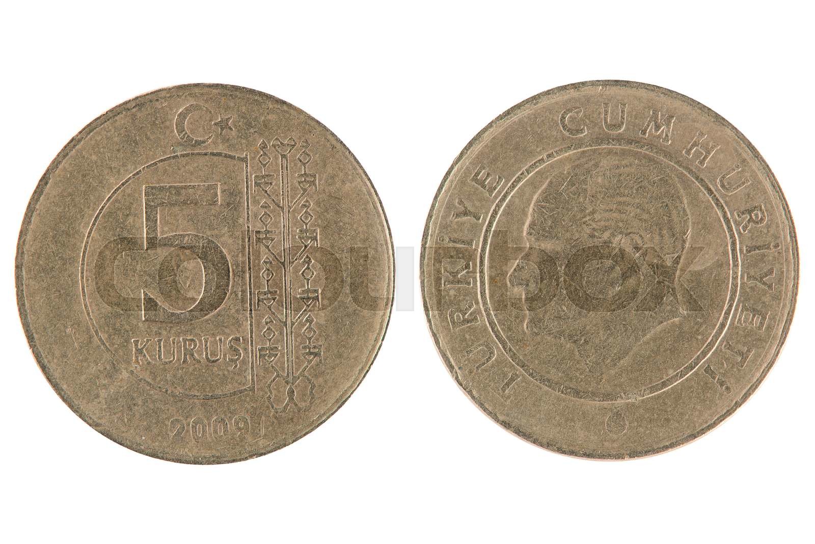 5 turkish kurus coin | Stock image | Colourbox