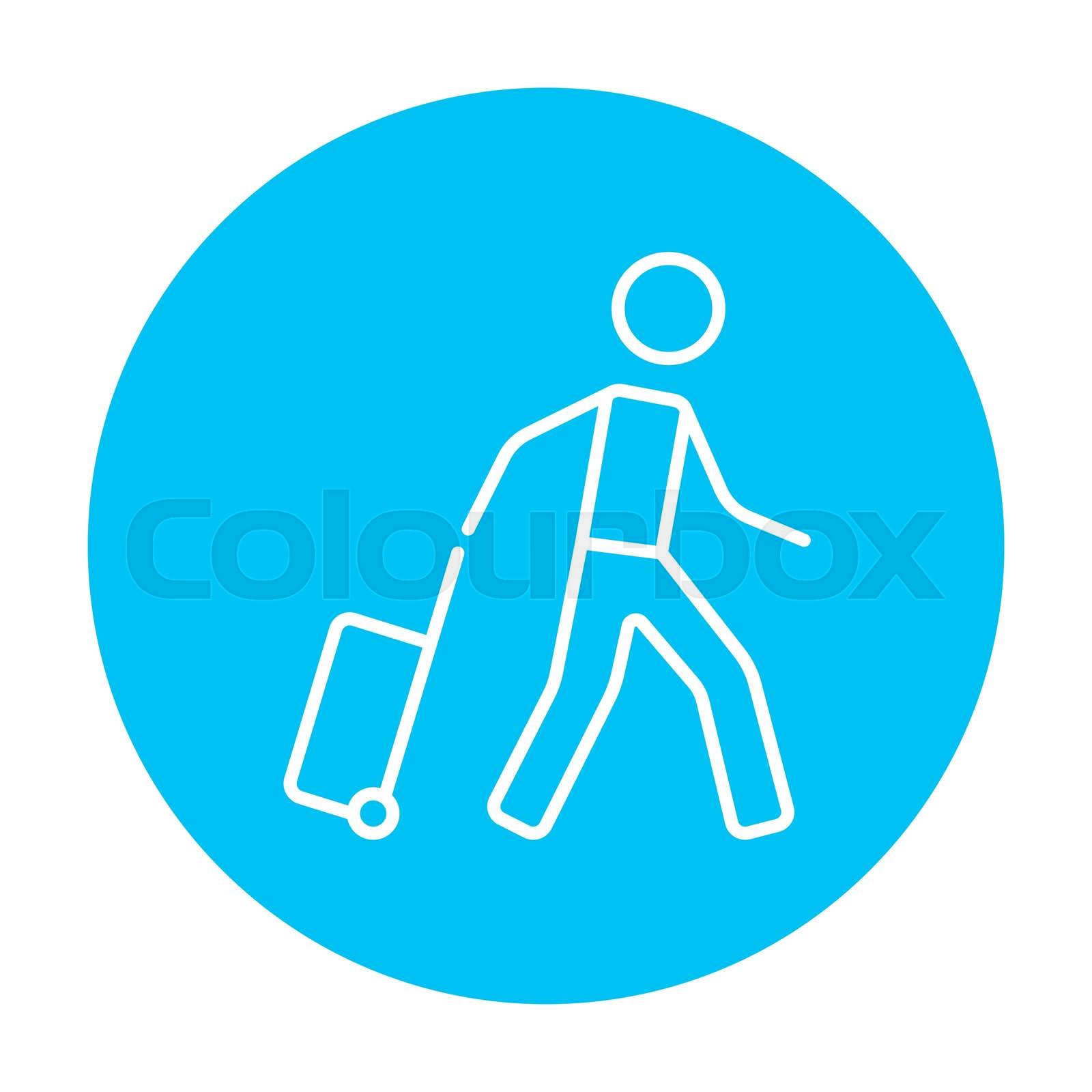 Man with suitcase line icon. | Stock vector | Colourbox