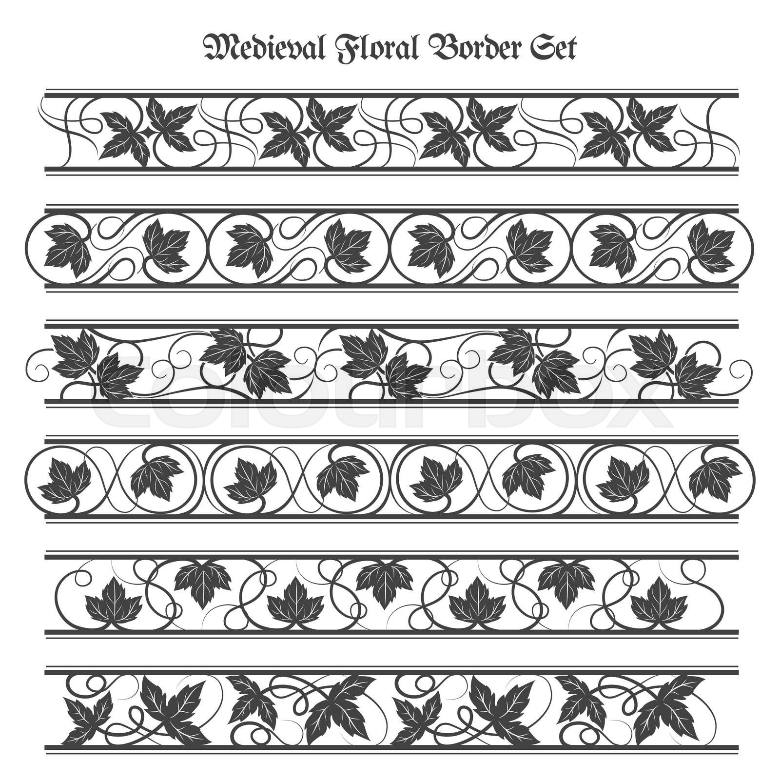 Medieval Floral Border Set | Stock vector | Colourbox