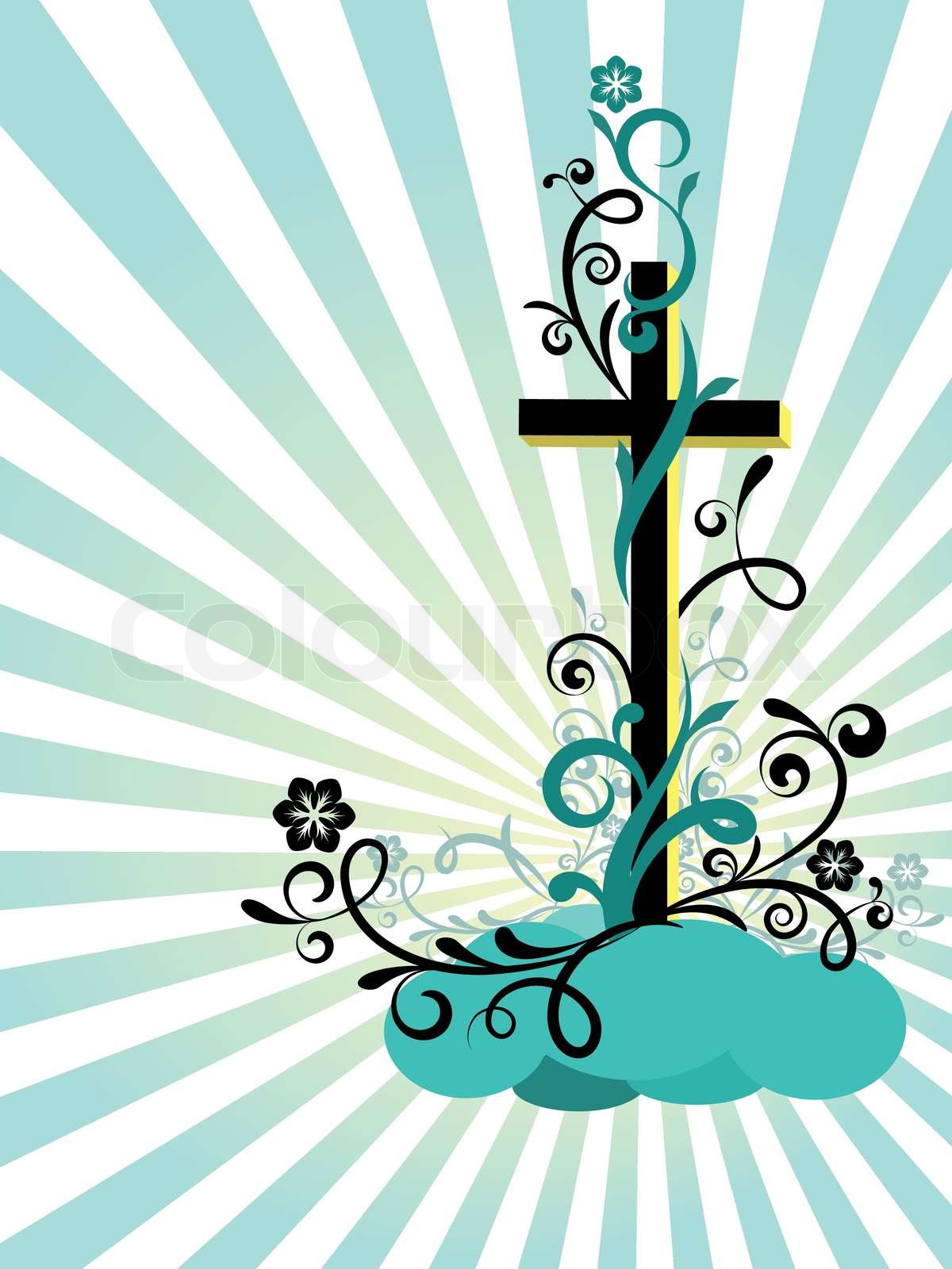 Easter postcard with the religious symbol and the decoration | Stock ...