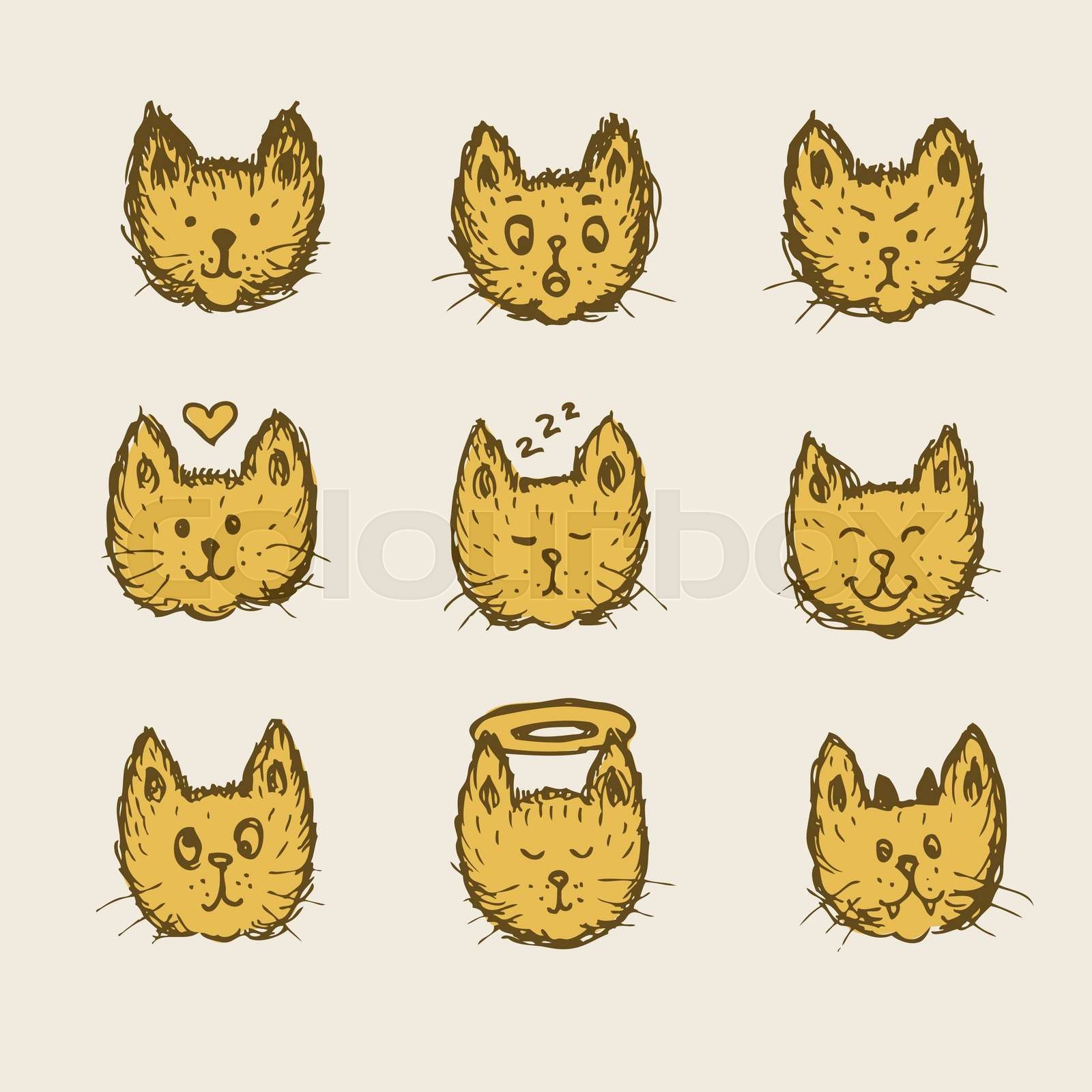 Sketch cat emoticon | Stock vector | Colourbox