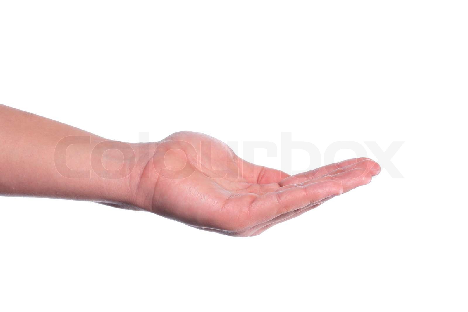 The man's left hand is extended palm up. | Stock image | Colourbox