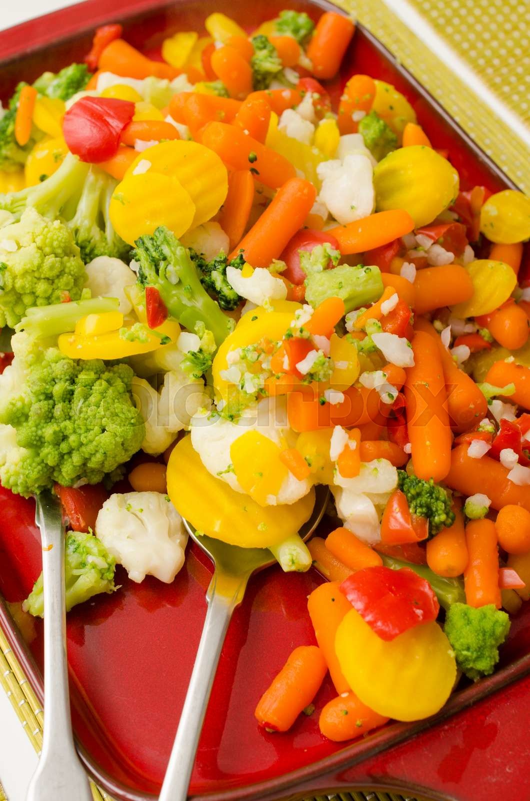 Boiled vegetables on a plate | Stock image | Colourbox