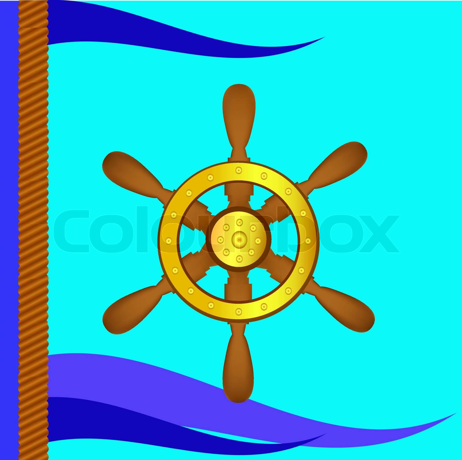 Skib rat og flag på en blå baggrund | Stock vektor | Colourbox