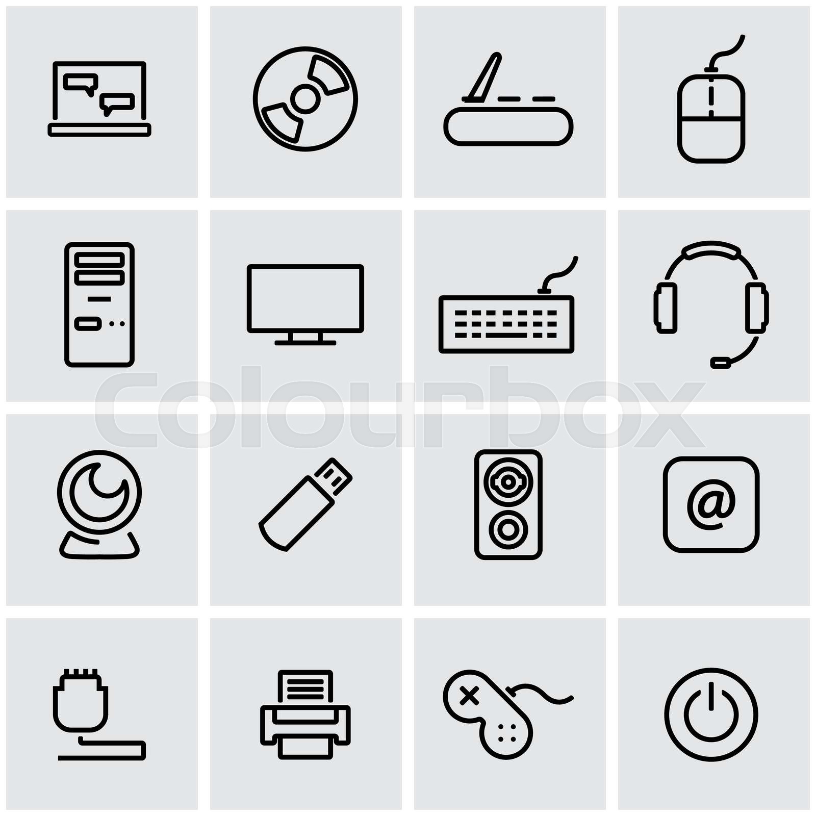 Vector line computer icon set | Stock vector | Colourbox
