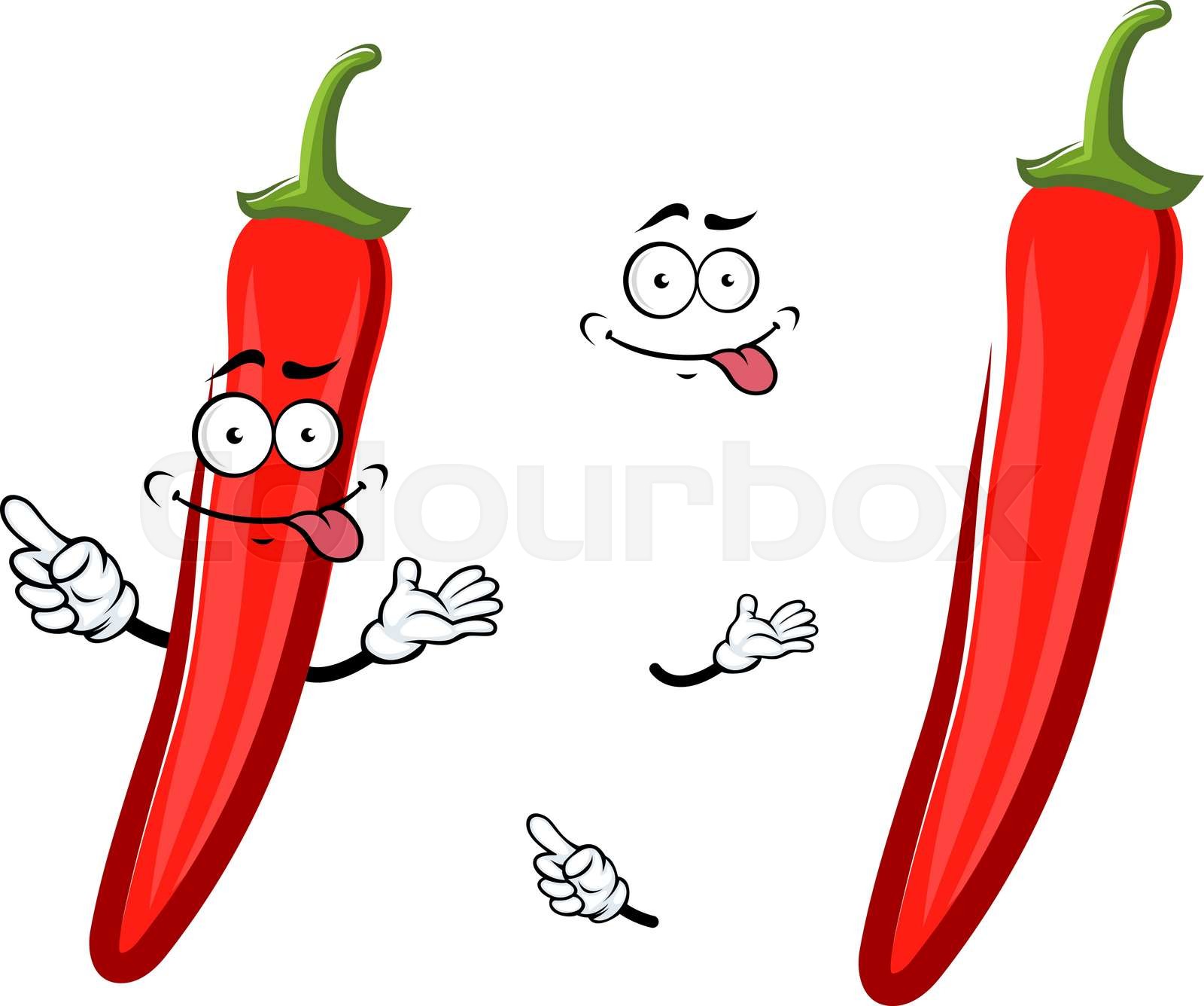 Cartoon red chilli pepper vegetable | Stock vector | Colourbox